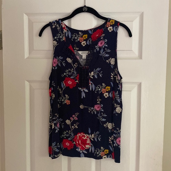 Market & Spruce | Tops | Market And Spruce Navy Blue Floral Tank Top ...